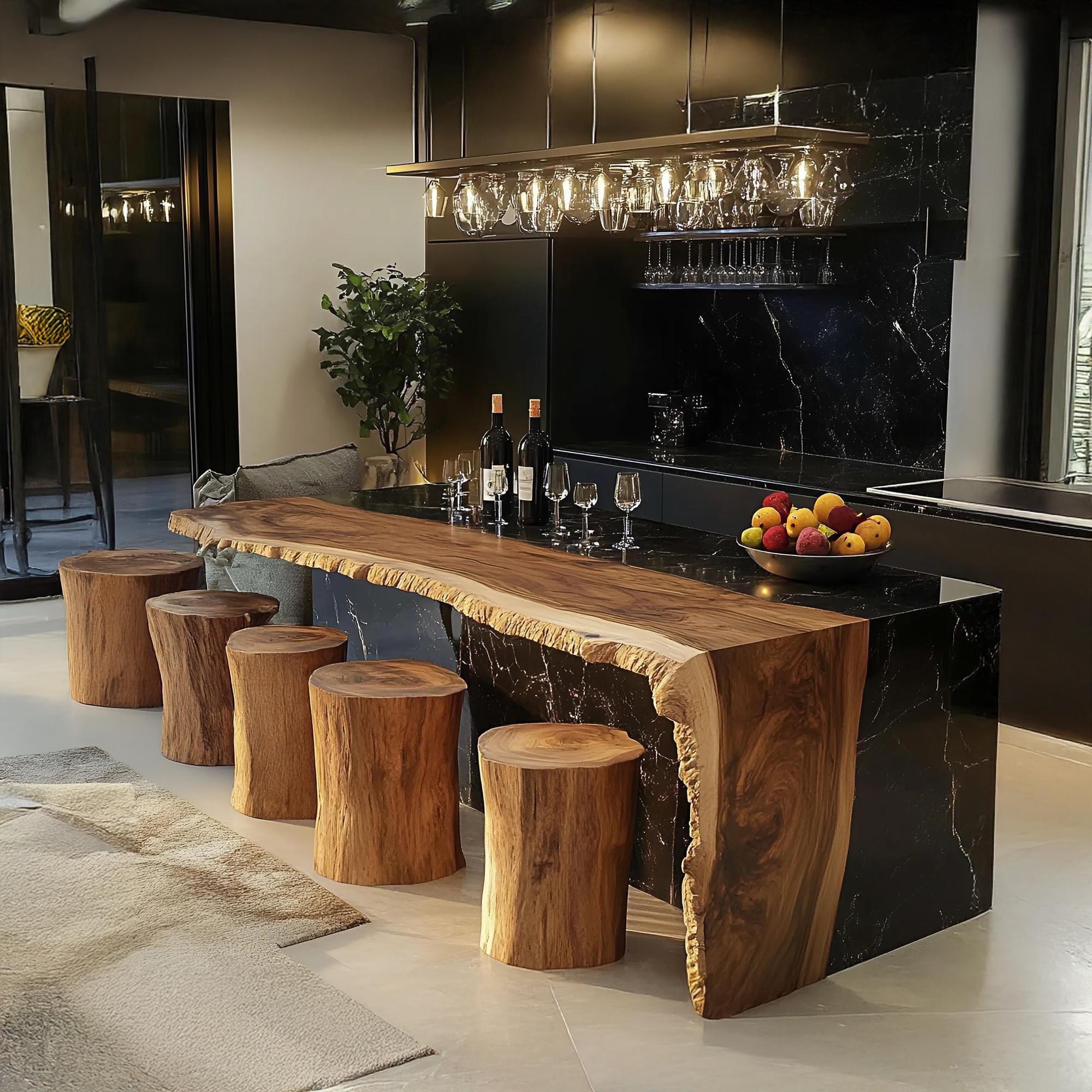 Counter Height Table Solid Wood Live Edge Bar Table Top Rustic Pub ...