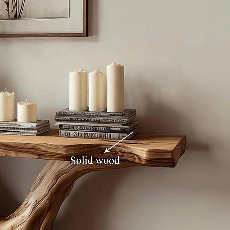 Rustic Live Edge Console Table Solid Wood Handmade Unique Furniture ...