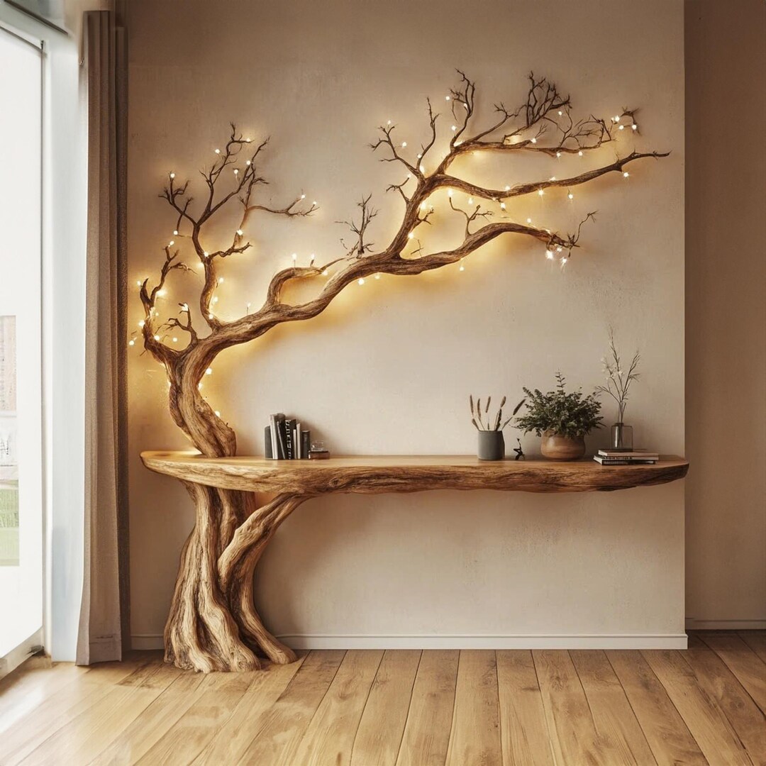 Narrow Floating Live Edge Side Table With Live Edge Table Entryway ...