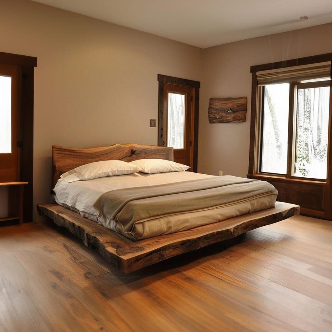 Solid Wood Bed Frame With Headboard - Available in King Size, Queen ...