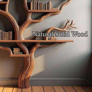 Tree Branch Bookshelf Tree Bookcase Solid Wood Rustic Bookshelf Tree ...