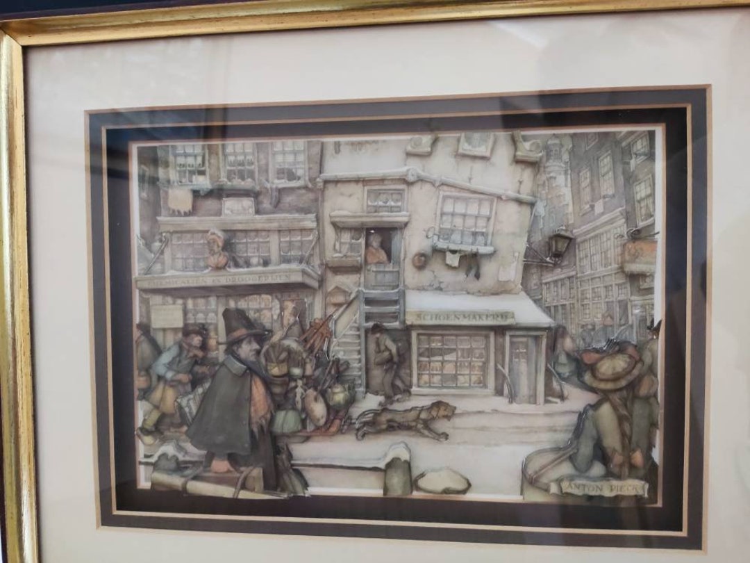 Vintage Anton Pieck Hand Cut Paper Framed 3D Shadow Box, Hand Made in ...