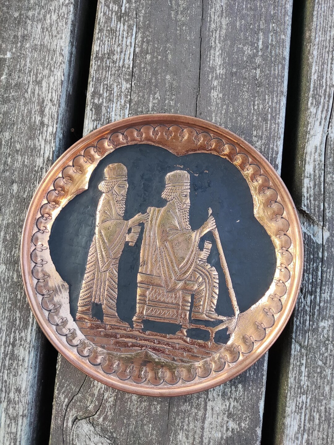 Persian Hand Etched Copper Plate, Wall Hanging, Historical - Etsy