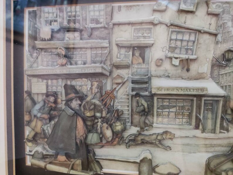 Vintage Anton Pieck Hand Cut Paper Framed 3D Shadow Box, Hand Made in ...