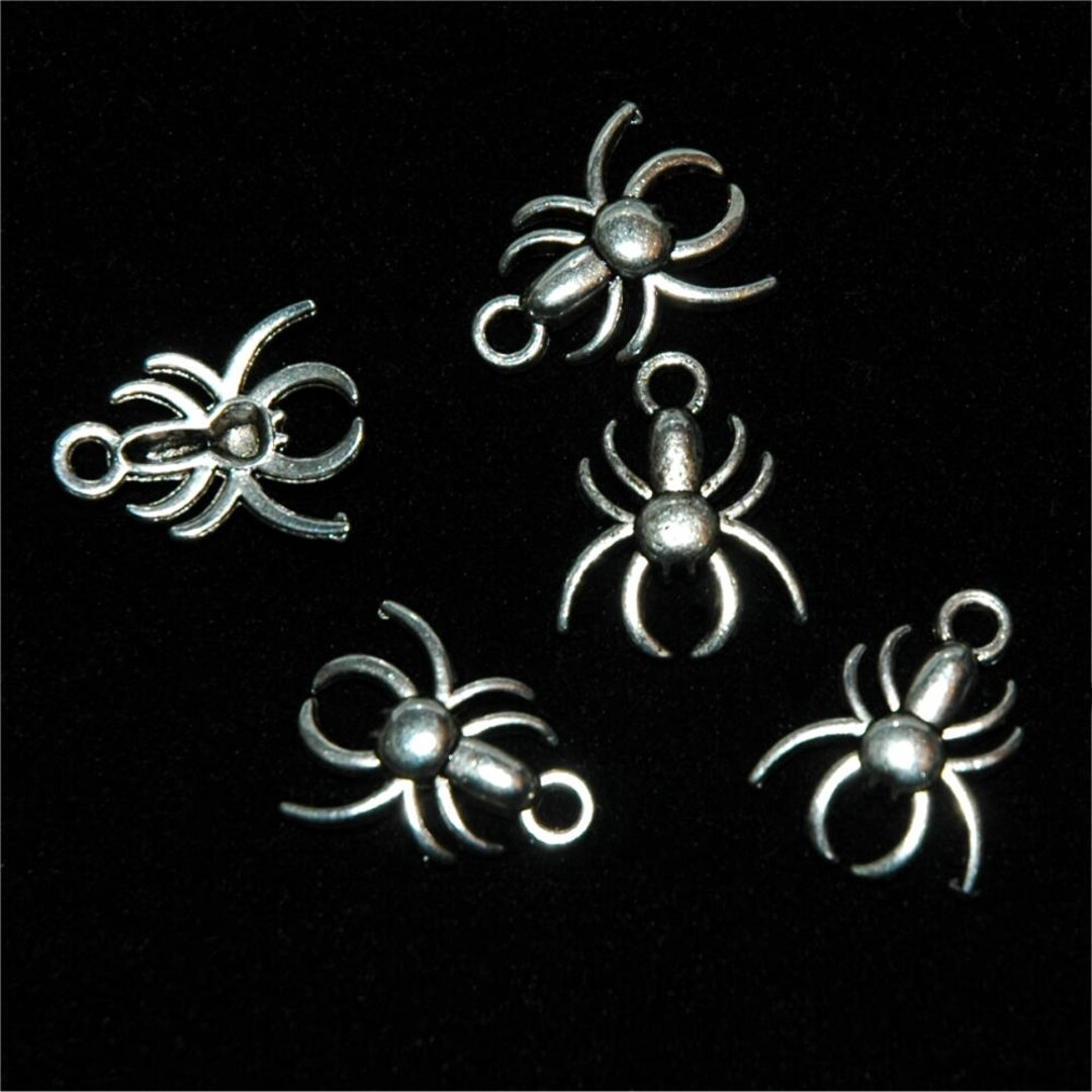 10 Spider Small Spiders Silver Halloween Spider Charm - Etsy