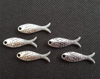 Silver Fish Beads Sterling Silver Fish Carved Silver Fish