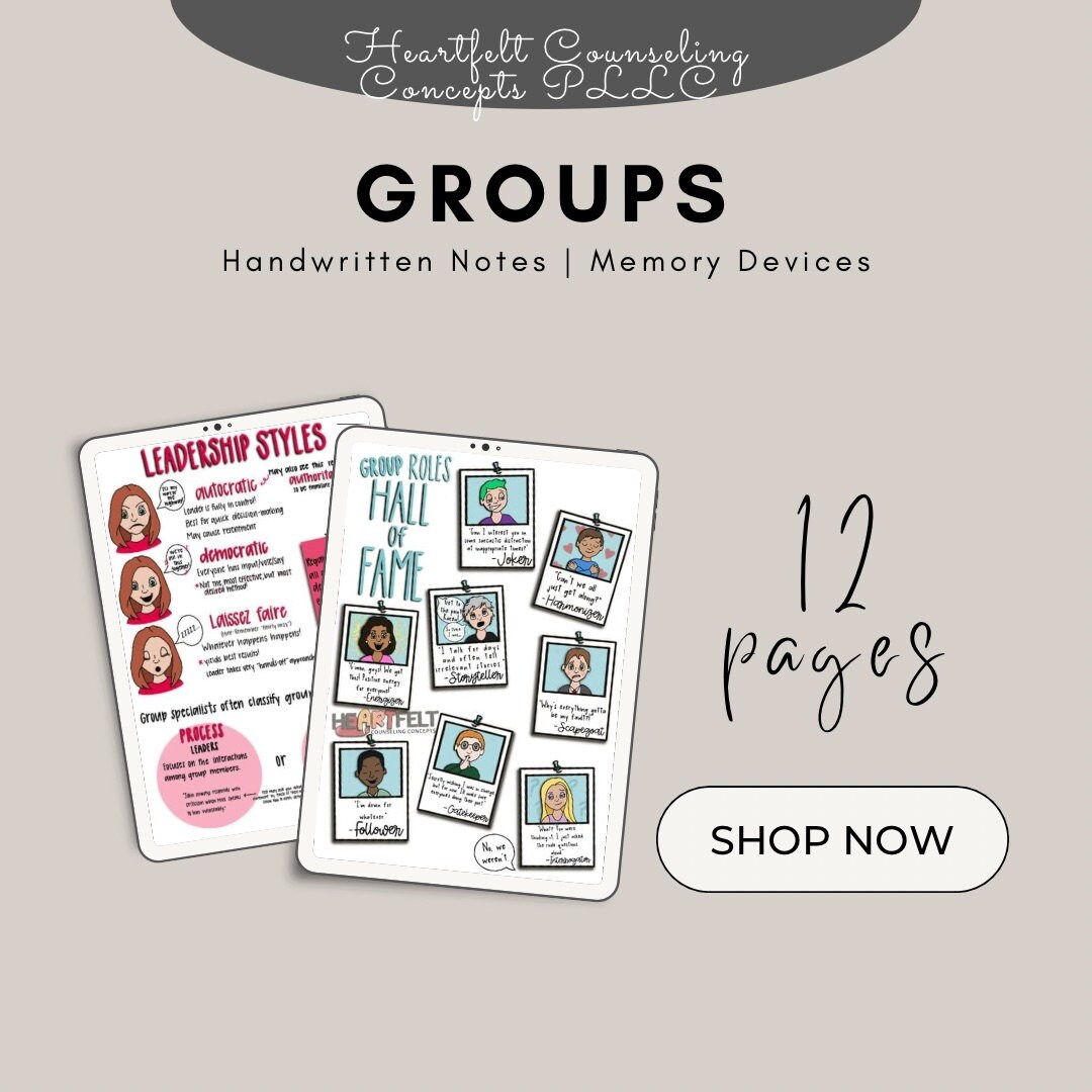 NCE Study Review Handwritten Notes With Graphics | Counseling GROUPS ...