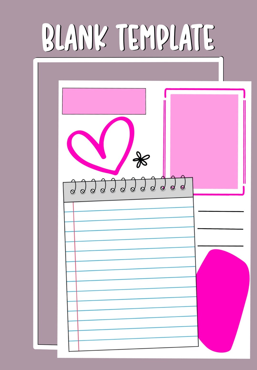 NCE Study Review Handwritten Notes | Blank Note Pink Template Only ...