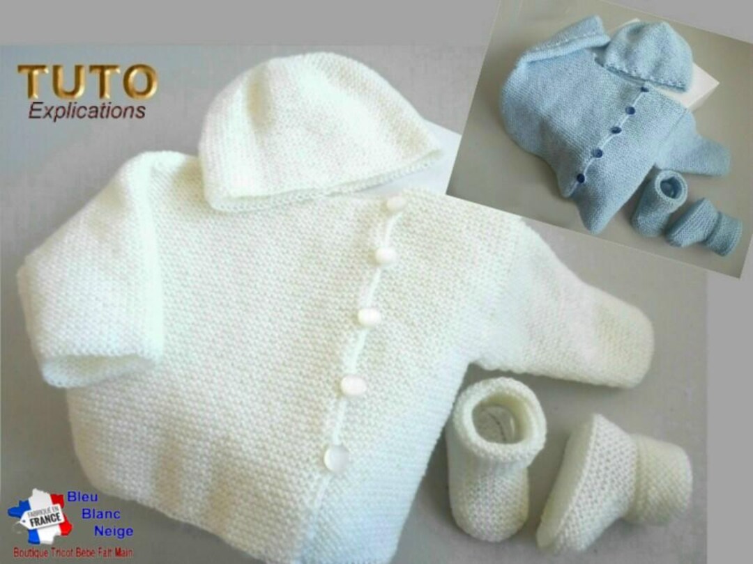 EASY Pattern - Tu-410 - PDF 4 Sizes - Baby Knit Cardigan, Hat, Booties ...