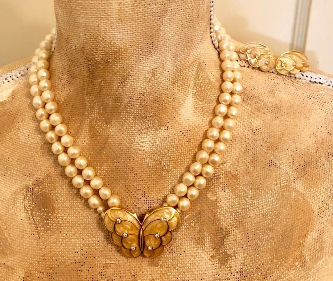Vintage Kenneth J Lane Butterfly Necklace and Clip Earrings 774 - Etsy