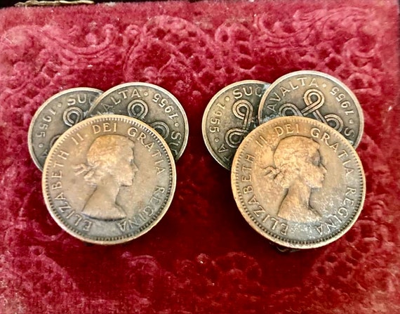 Vintage Queen Elizabeth Replica Coin Copper Earrings … - Gem