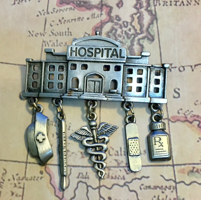 Vintage Signed JJ Hospital and Dangling Charm Brooch 197 - Etsy UK
