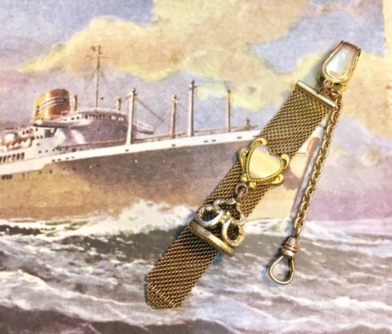 Vintage Gold Tone Mesh Ornate and Engraved Pocket Watch Chain | Etsy