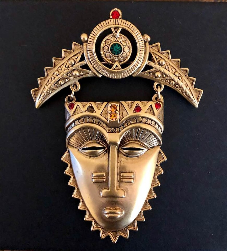 Vintage AVON Tribal Mask Brooch 155 | Etsy