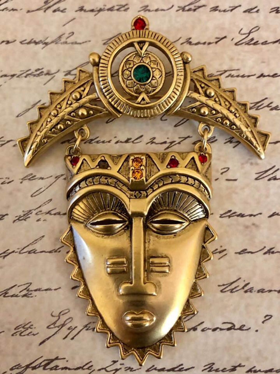 Vintage AVON Tribal Mask Brooch 155 - Etsy