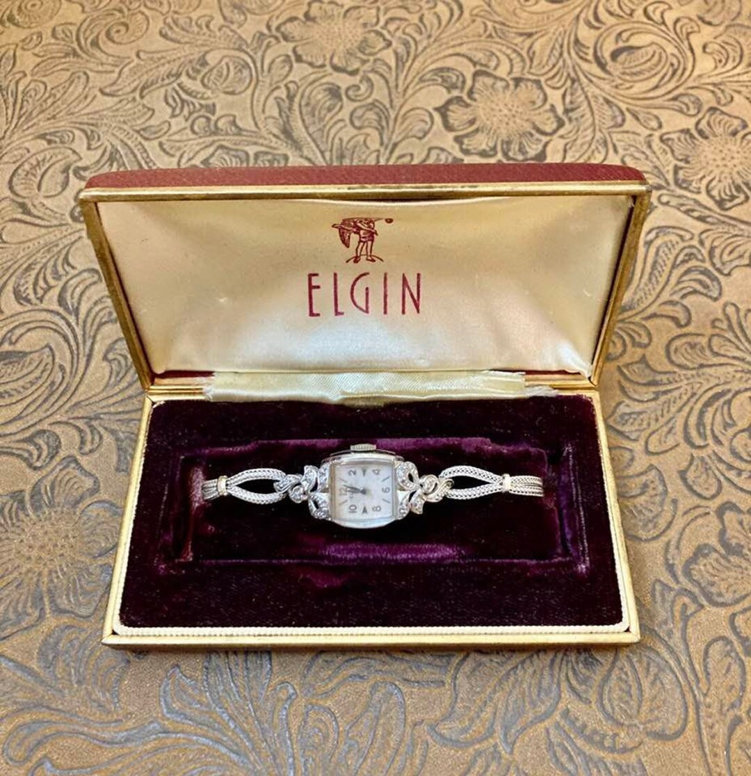 Vintage Ladies Elgin 14K Gold Watch With Diamonds GF5 - Etsy