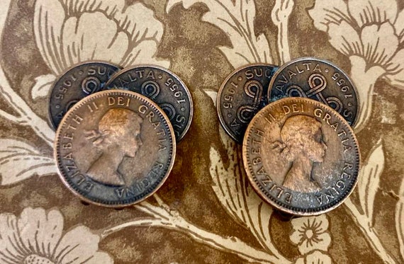 Vintage Queen Elizabeth Replica Coin Copper Earrings … - Gem