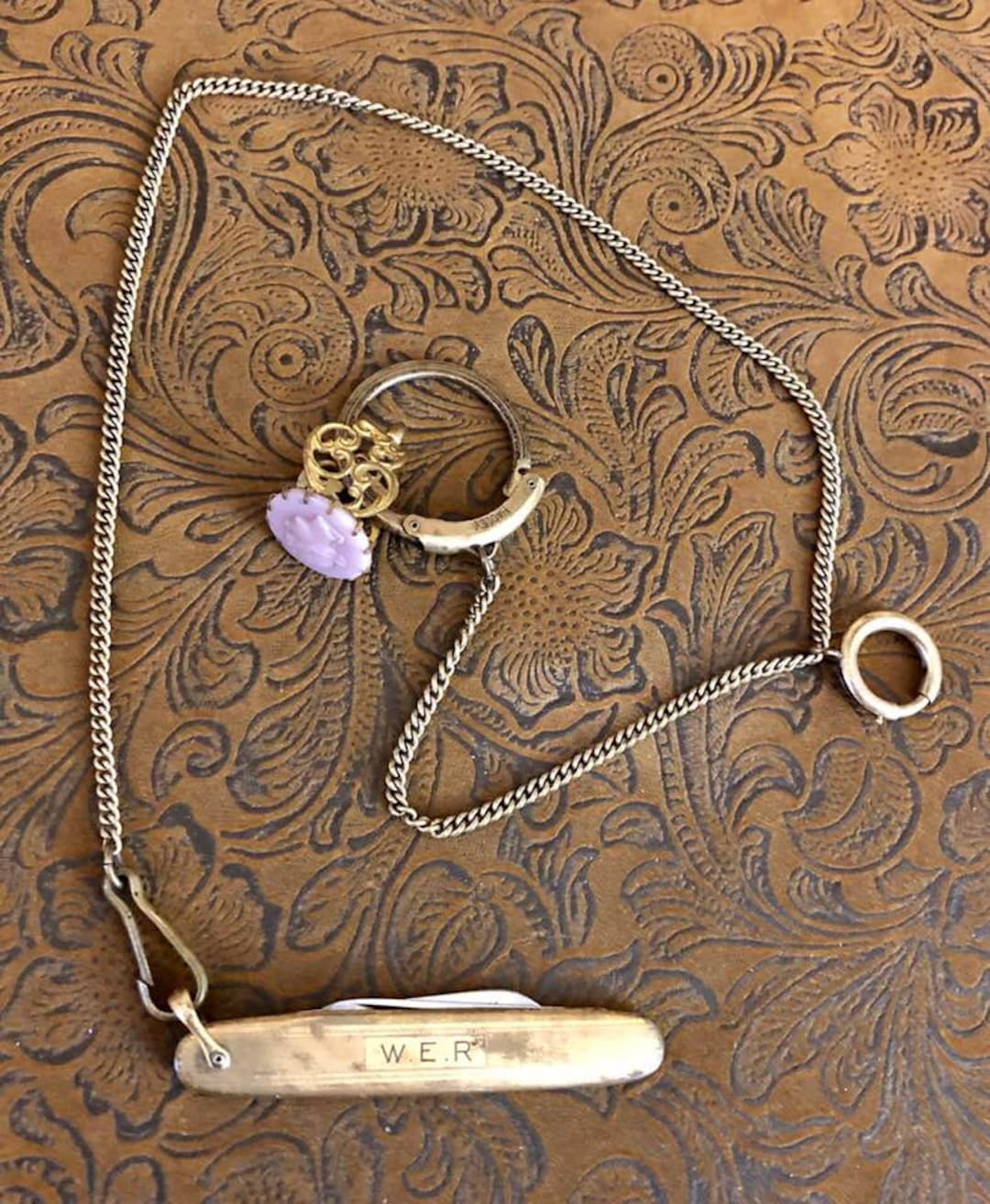 Vintage Hadley Pocket Watch Chain and Knife 951 - Etsy