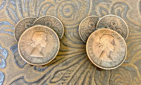 Vintage Queen Elizabeth Replica Coin Copper Earrings … - Gem