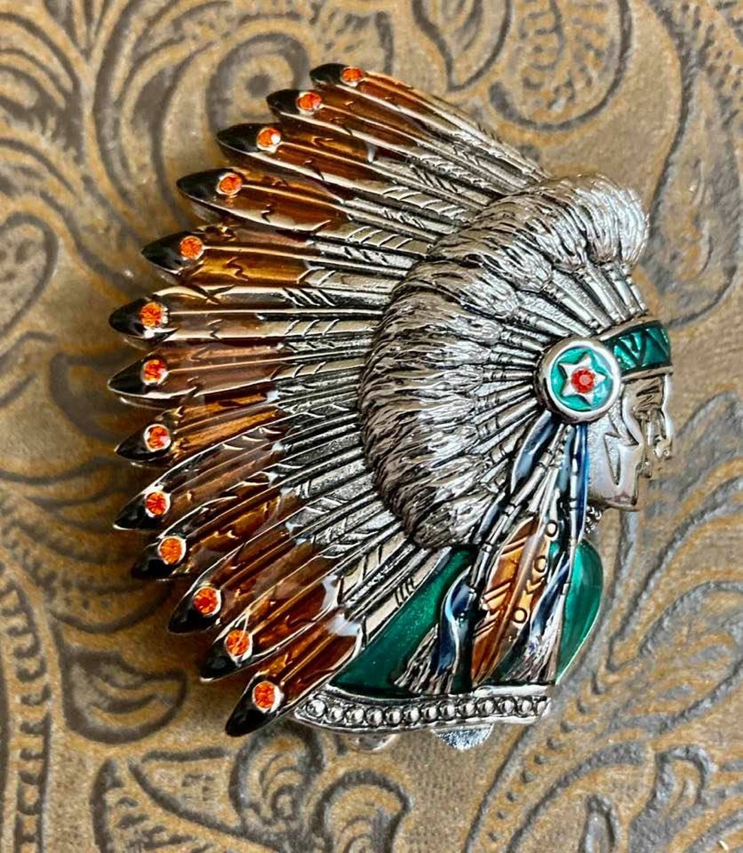 Vintage Bob Mackie Indian Chief Trinket Box - Etsy