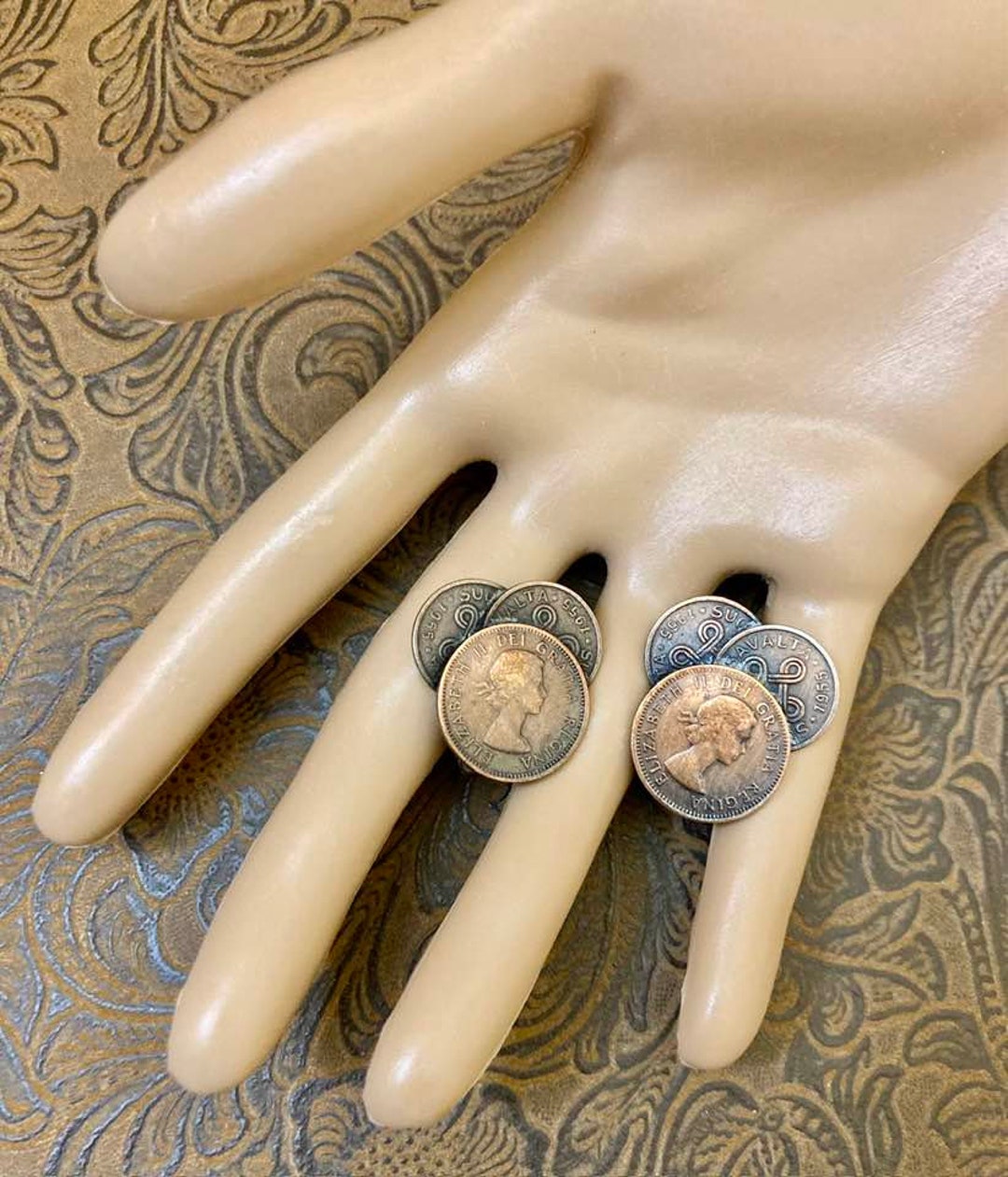 Vintage Queen Elizabeth Replica Coin Copper Earrings QE14 - Etsy