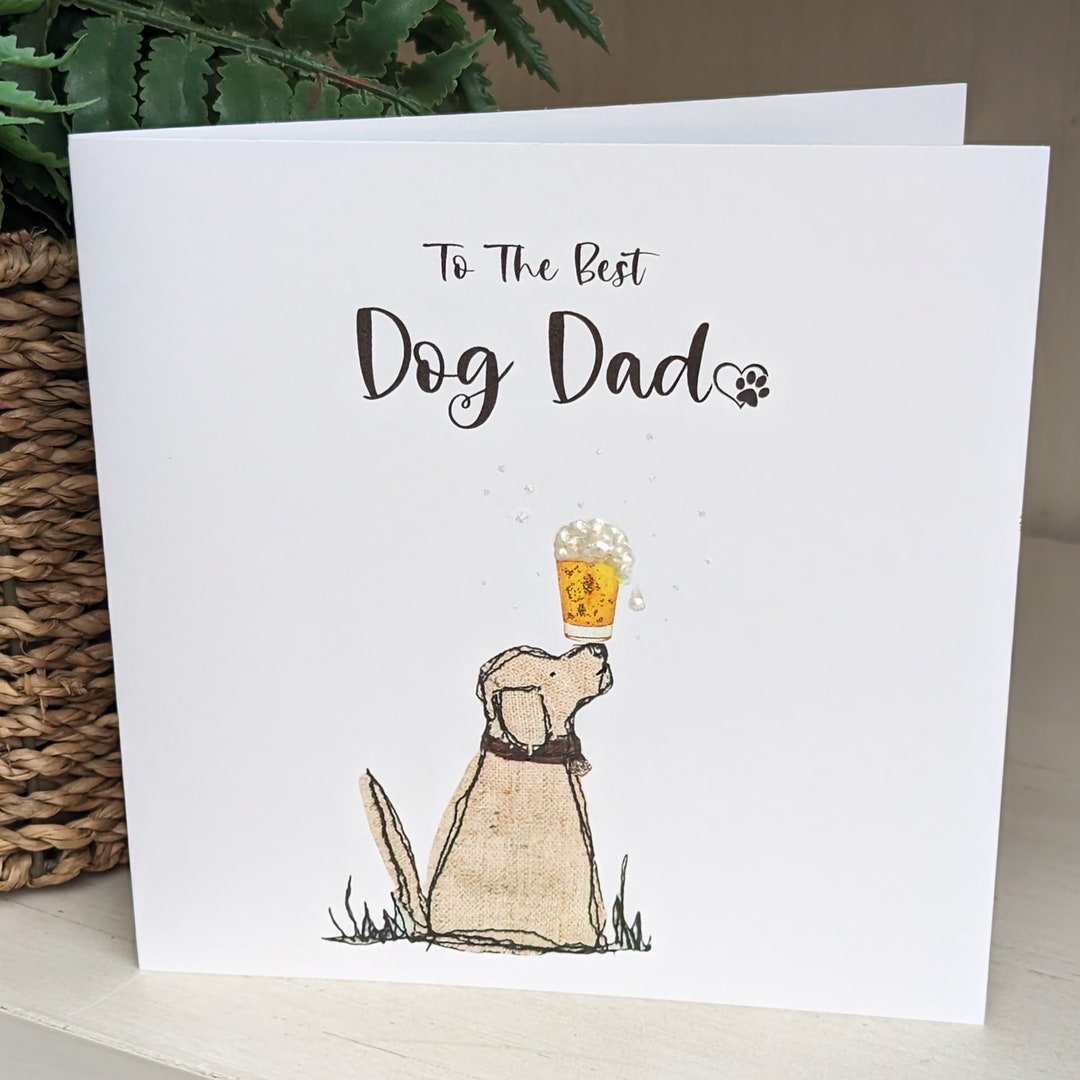 Labrador Dog Dad Birthday Card: Embroidered Art Print Handmade Dog Dad ...