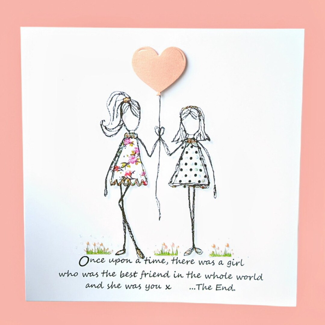 Best Friend Card, Embroidery Art Card Print of Original Embroidery ...