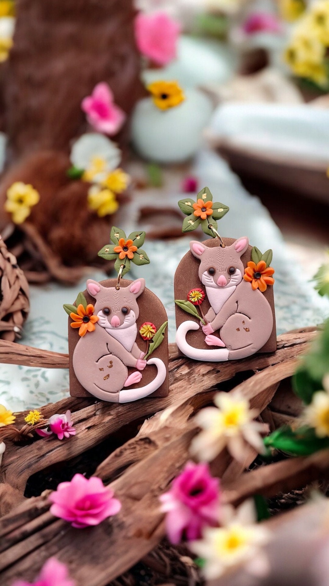 Handmade Possum Earrings: Australian Wildlife Polymer Clay Earrings - Etsy