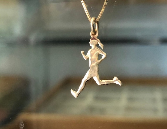 Running Girl Gold Pendant Neckalce 14 Karat Running Woman - Etsy