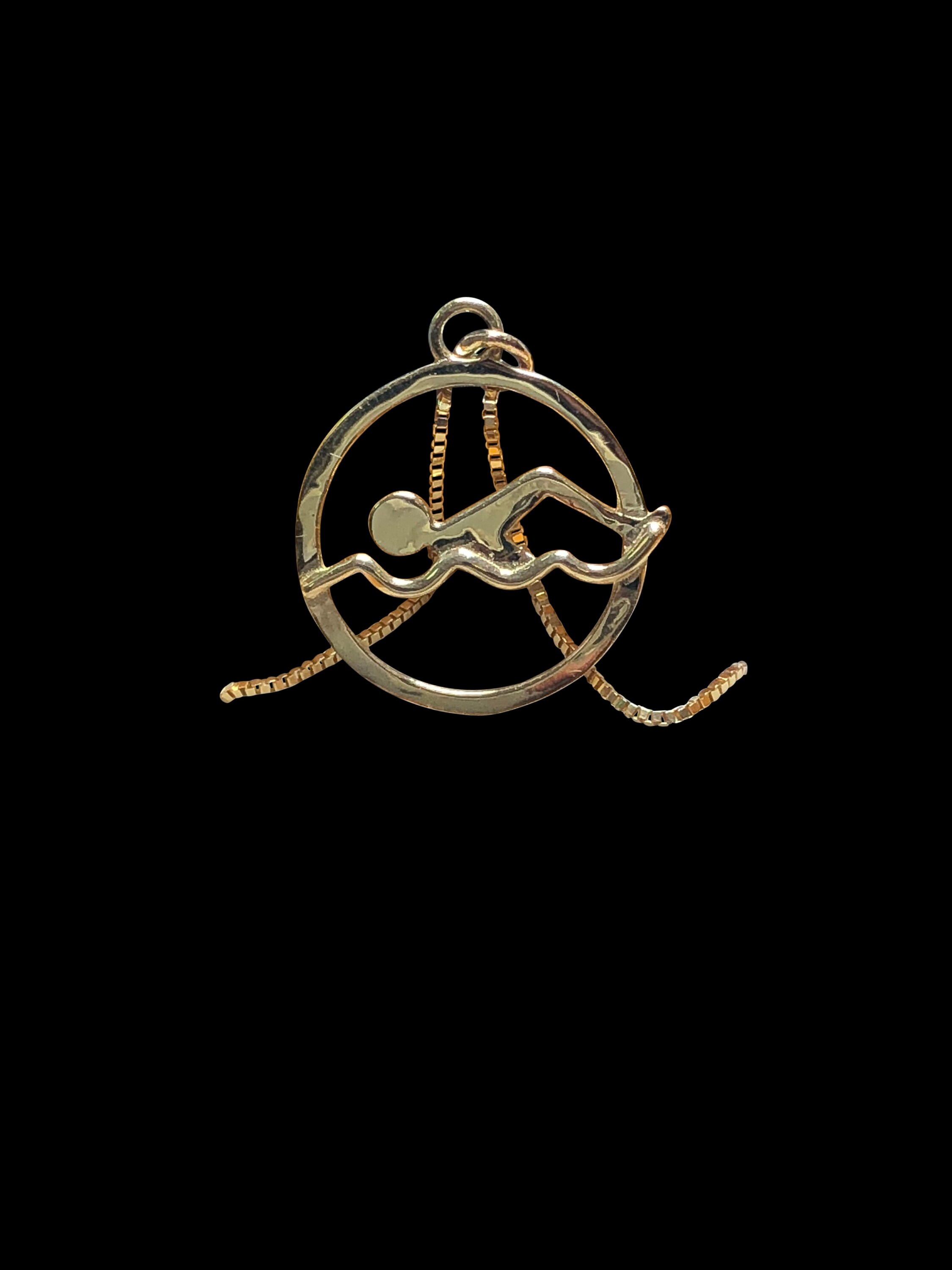 Swimmer Charm, 14 KARAT Gold Pendant / White Gold / Sterling Silver 925 ...