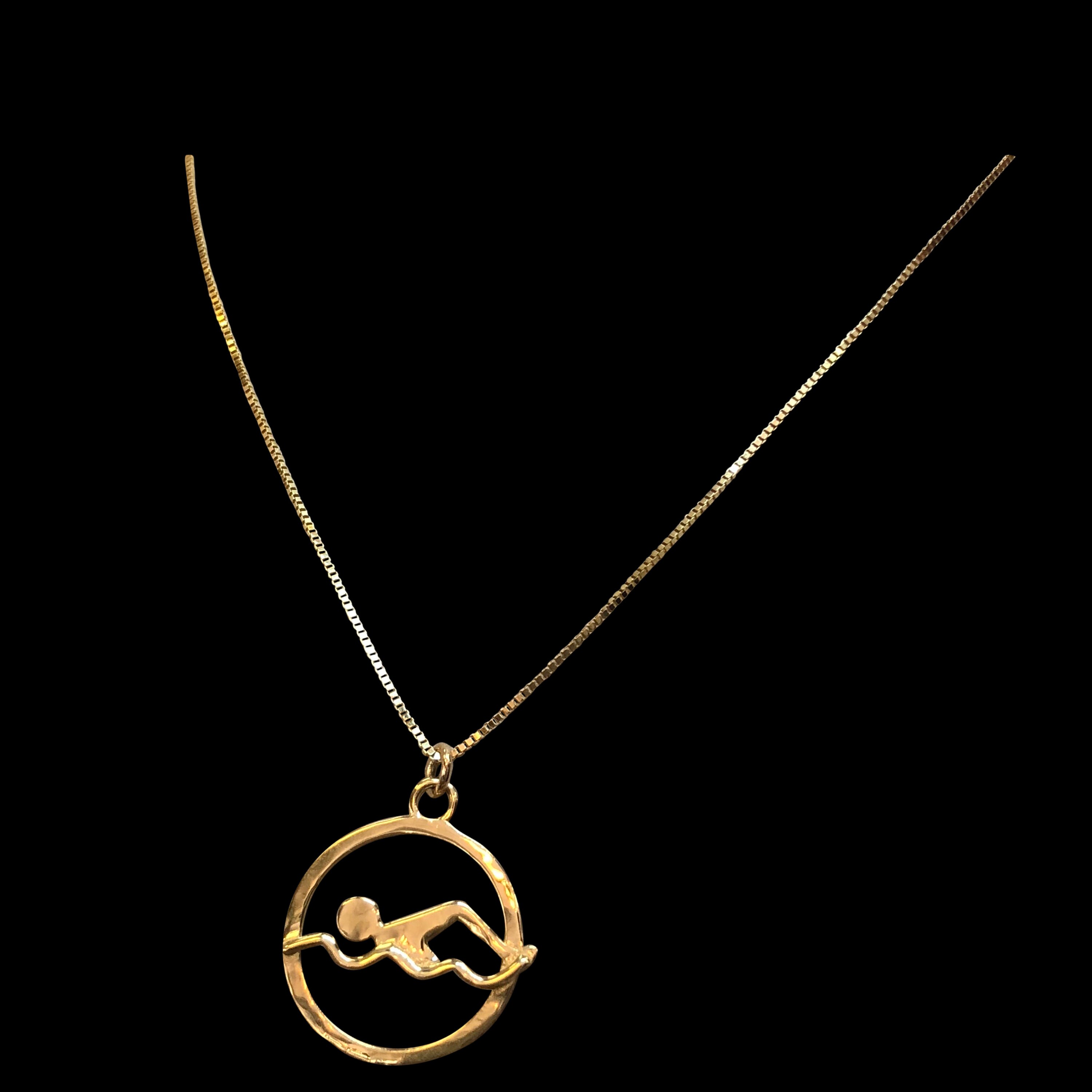 Swimmer Charm, 14 KARAT Gold Pendant / White Gold / Sterling Silver 925 ...