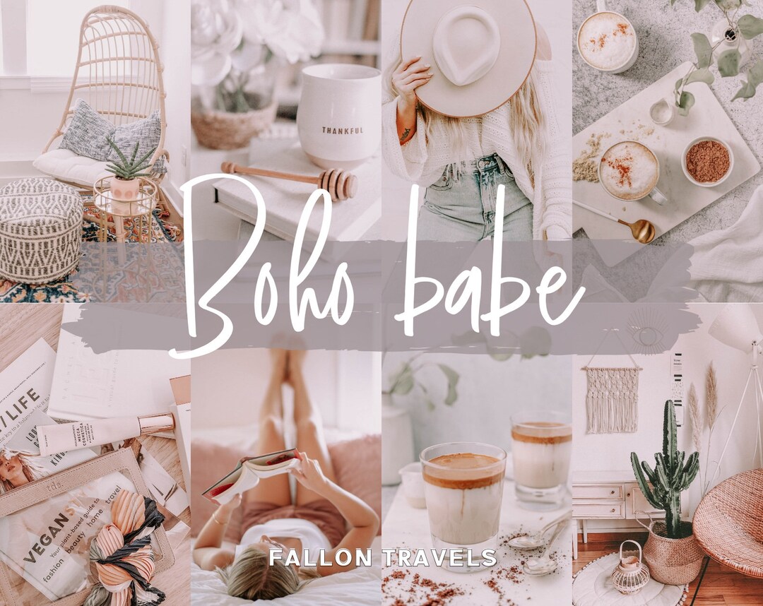 5 Boho Mobile & Desktop Lightroom Presets, Soft Pink Photo Editing ...