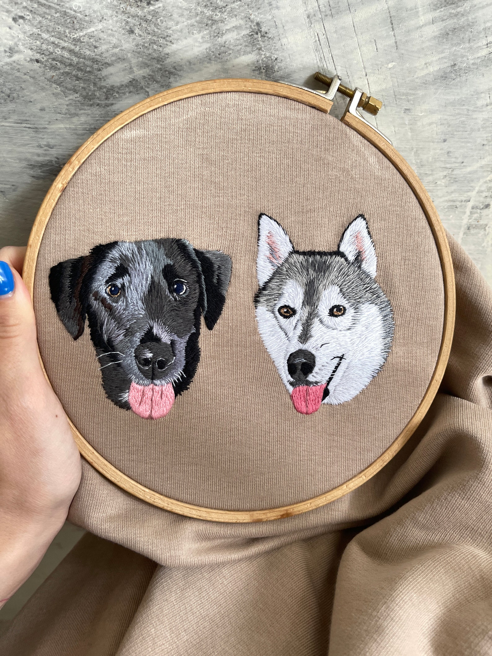 Custom Dog Face Embroidered T-shirt, Pet Portrait Hand Embroidery ...