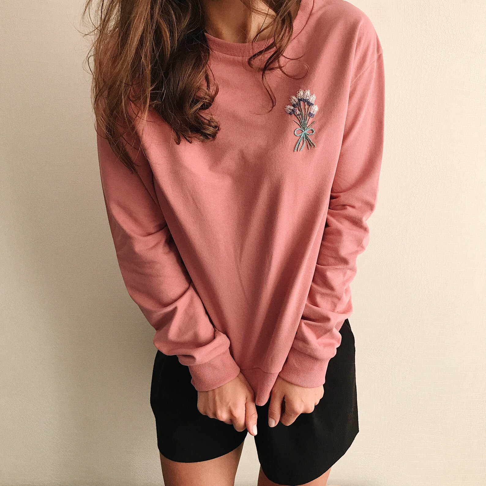 Cute Crewneck Lavender Embroidery Sweatshirt, Personalized Gift, Women ...