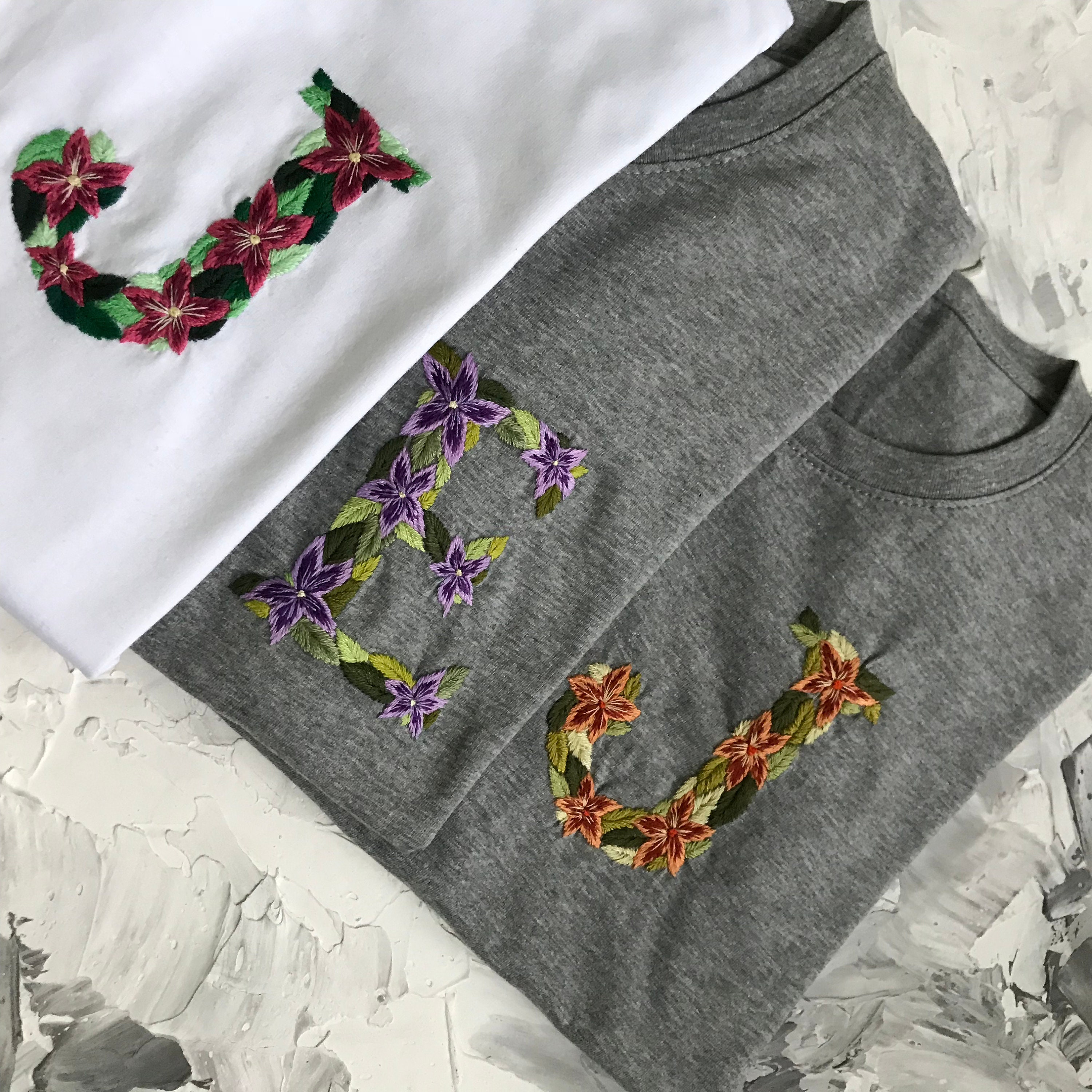 Custom Monogramed Name Initial T-shirt, Floral Monogram Tee Shirt ...