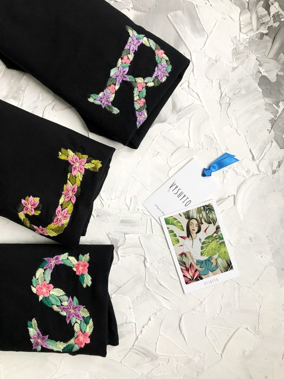 Custom Monogramed Name Initial T-shirt Floral Monogram Tee | Etsy