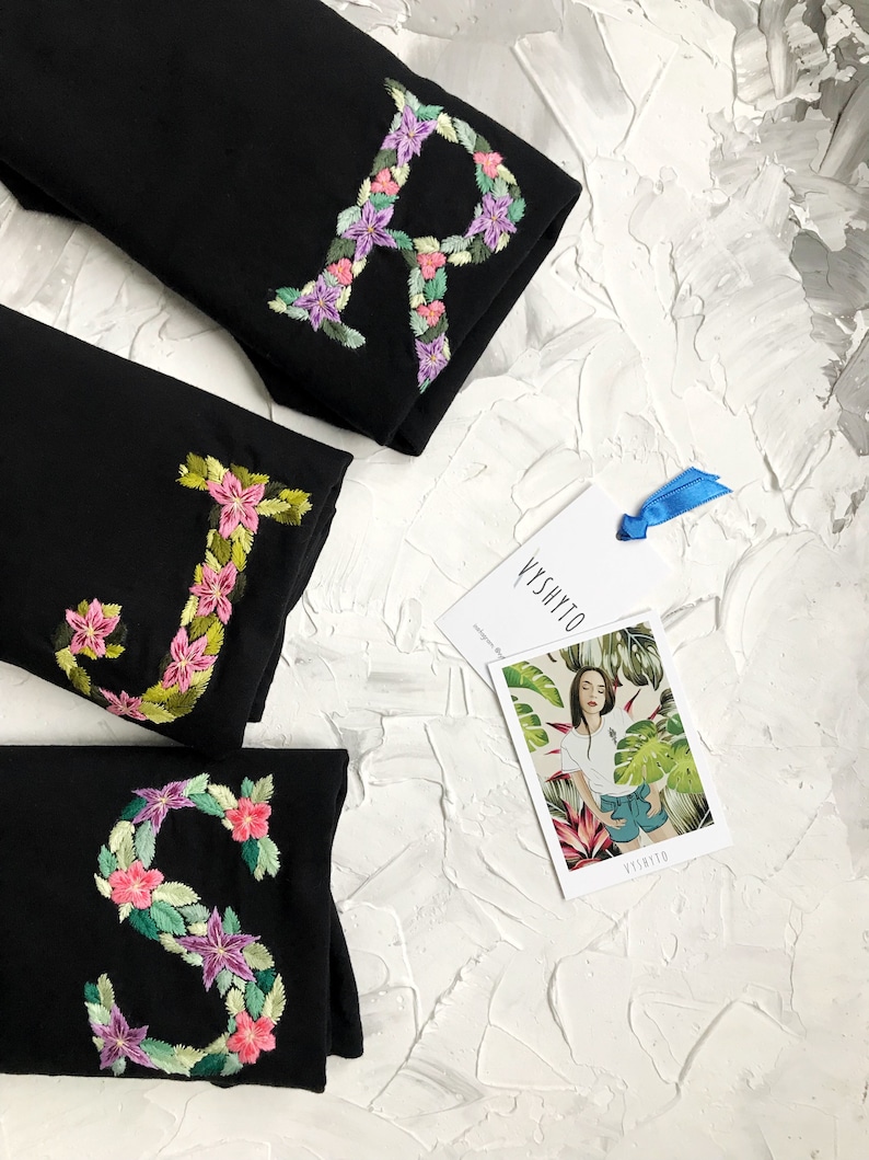 Custom Monogramed Name Initial T-shirt, Floral Monogram Tee Shirt ...