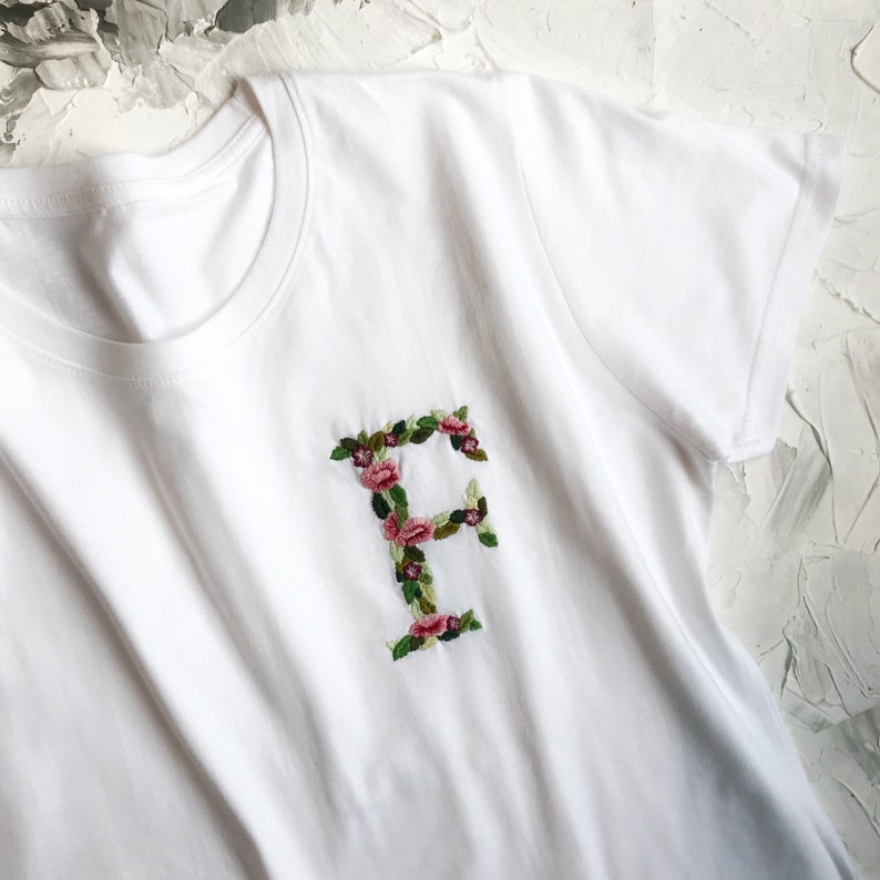 Custom Monogramed Name Initial T-shirt, Floral Monogram Tee Shirt ...