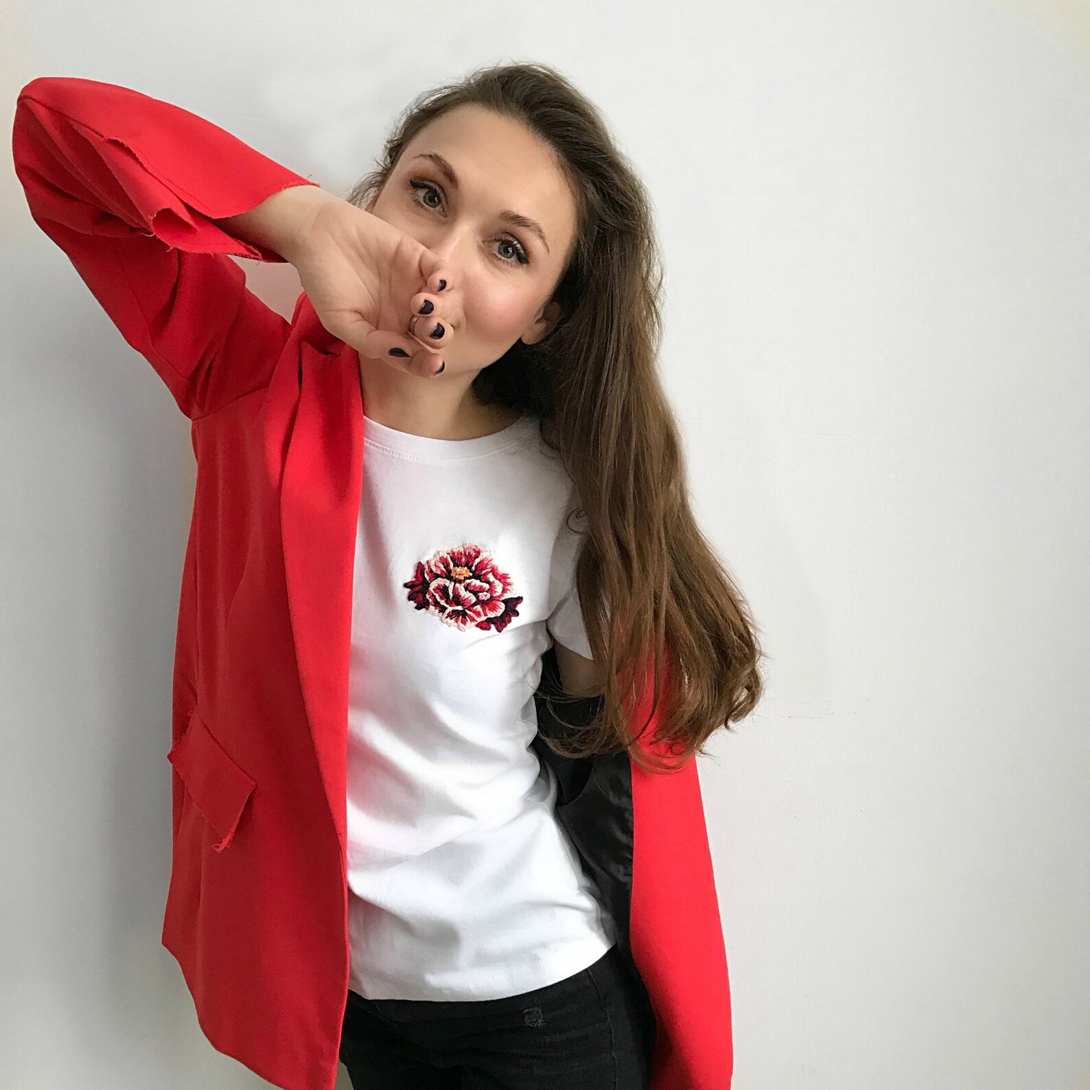 Floral Embroidery Shirt Hand Embroidery Hand Stitched Shirt - Etsy