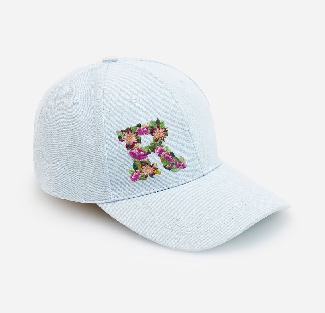 Hand Embroidered Hat Custom Text Baseball Cap Floral Hat - Etsy