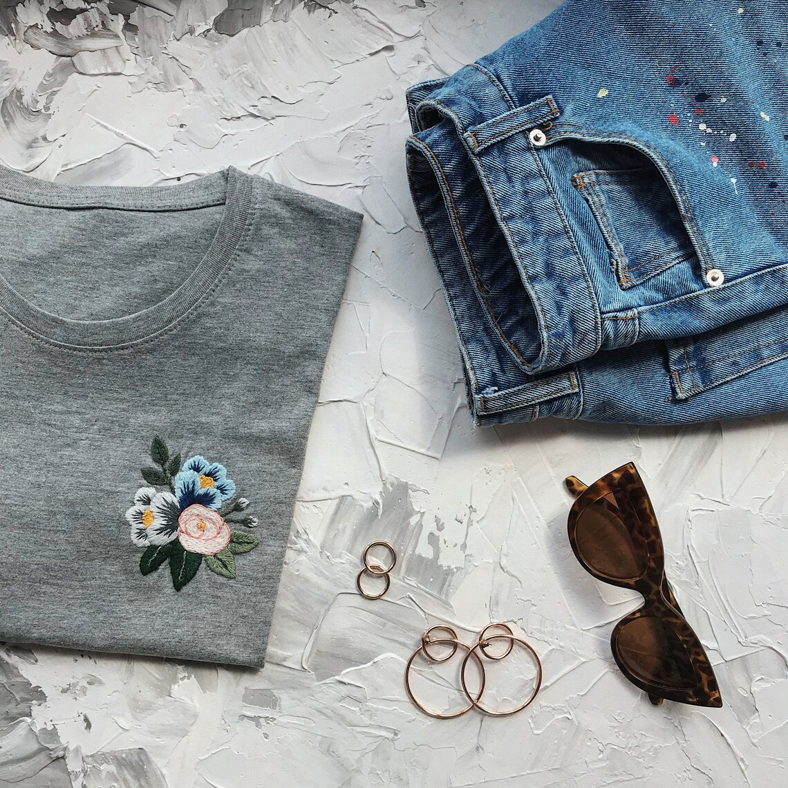 Hand Stitching Floral T-shirt Botanical Illustrations Tee - Etsy