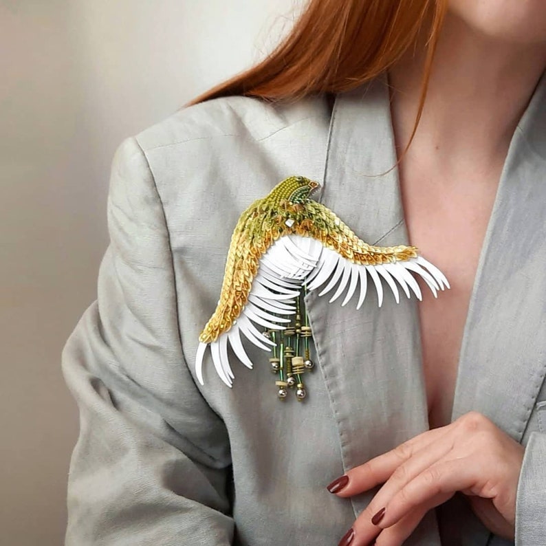 Bird Beaded Brooch Pin Beaded Jewelry Embroidered Jewelry - Etsy