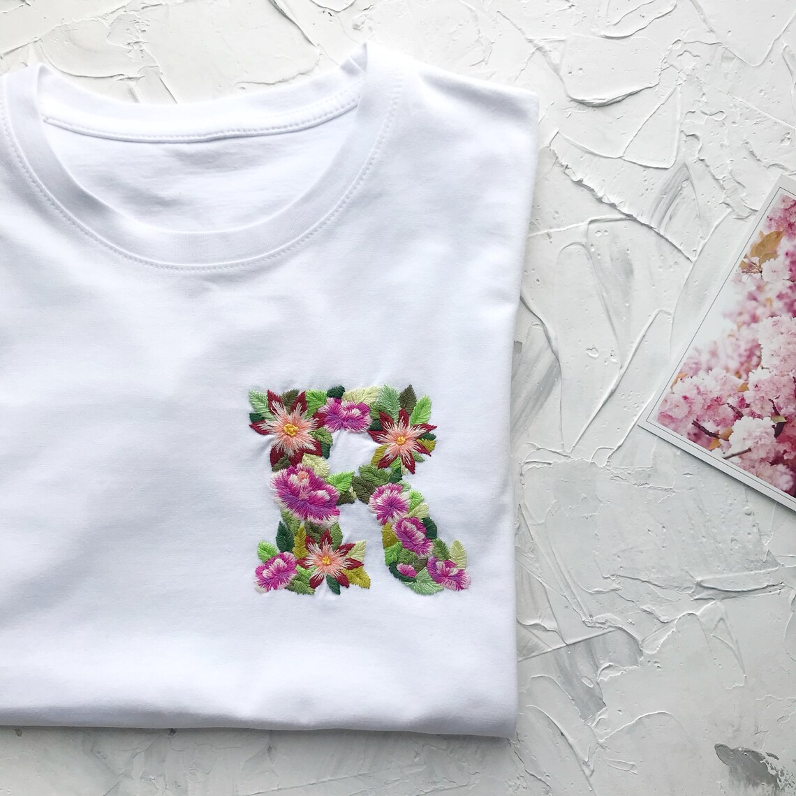 Custom Monogramed Name Initial T-shirt, Floral Monogram Tee Shirt ...