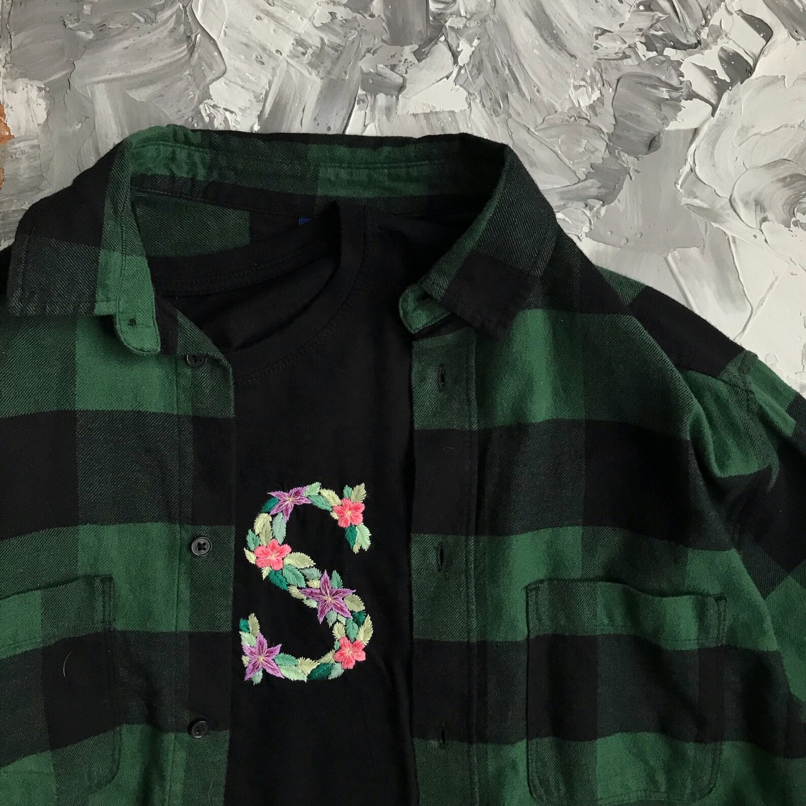 Custom Monogramed Name Initial T-shirt Floral Monogram Tee - Etsy