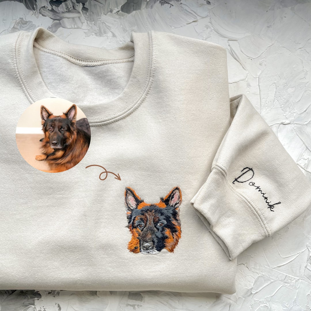 Custom Pet Embroidery on a Sweatshirt, Custom Dog Crewneck Sweatshirt ...