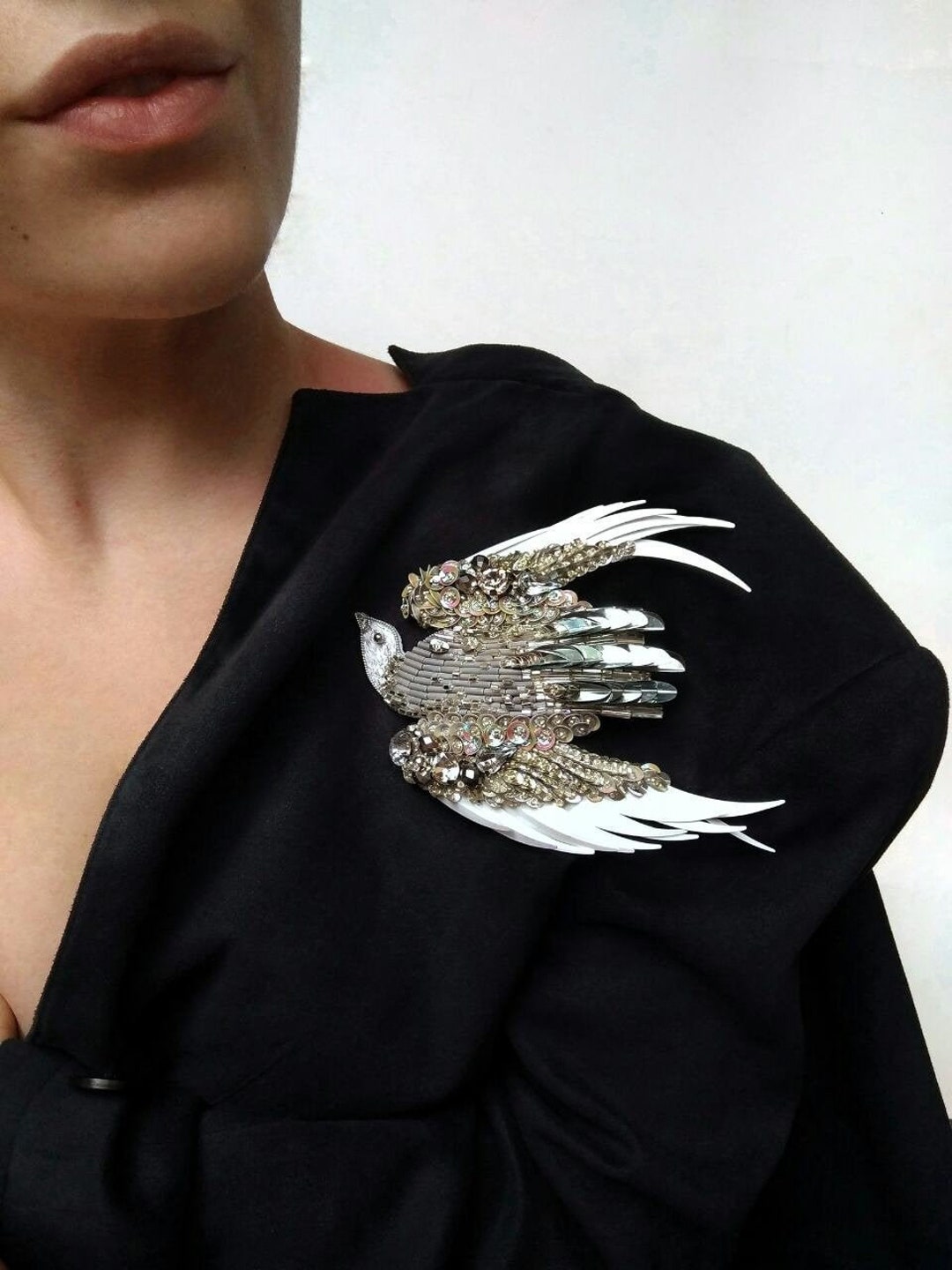 Bird Beaded Brooch Pin, Beaded Jewelry, Rhinestones Pin, Personalized ...