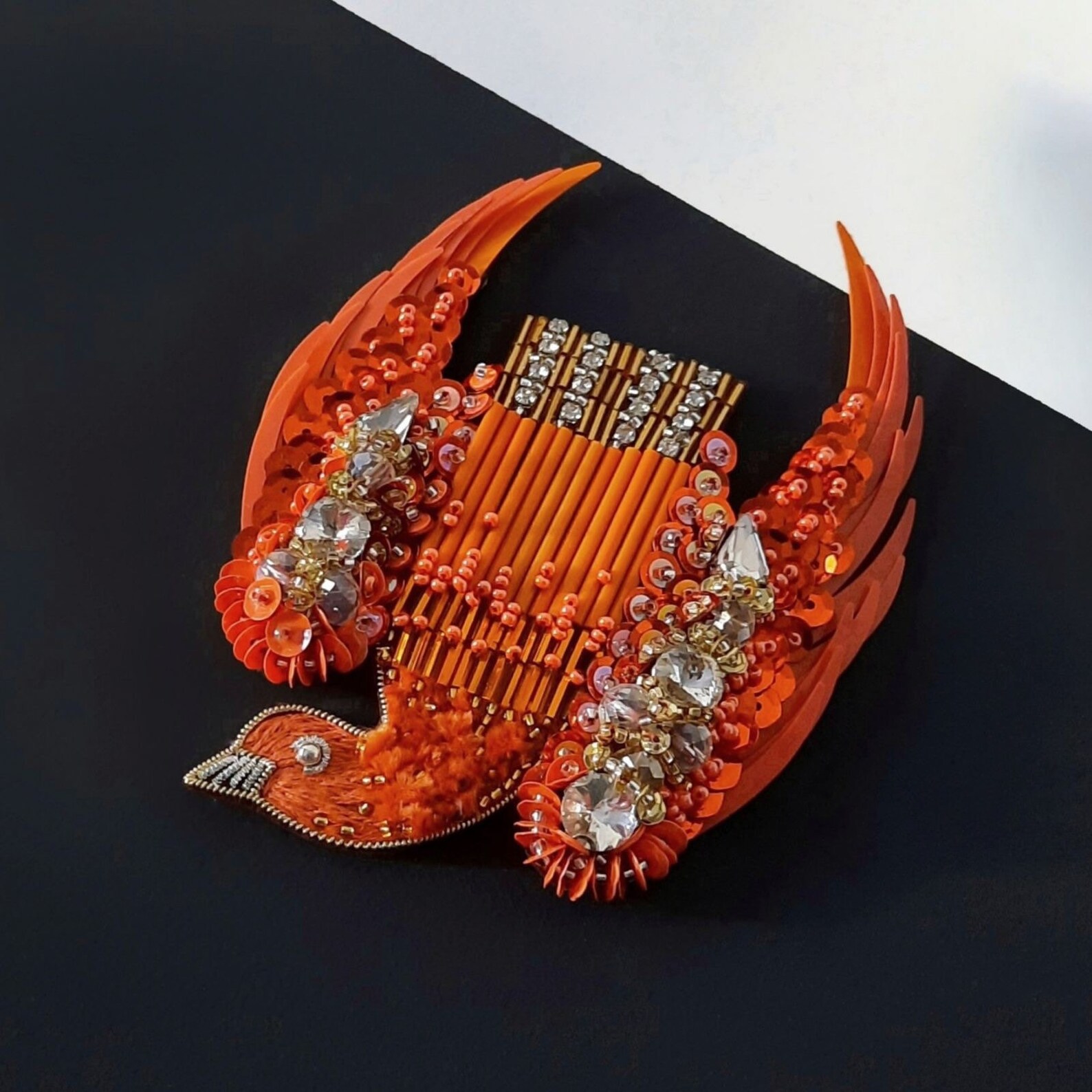 Bird Beaded Brooch Pin, Beaded Jewelry, Rhinestones Pin, Personalized ...