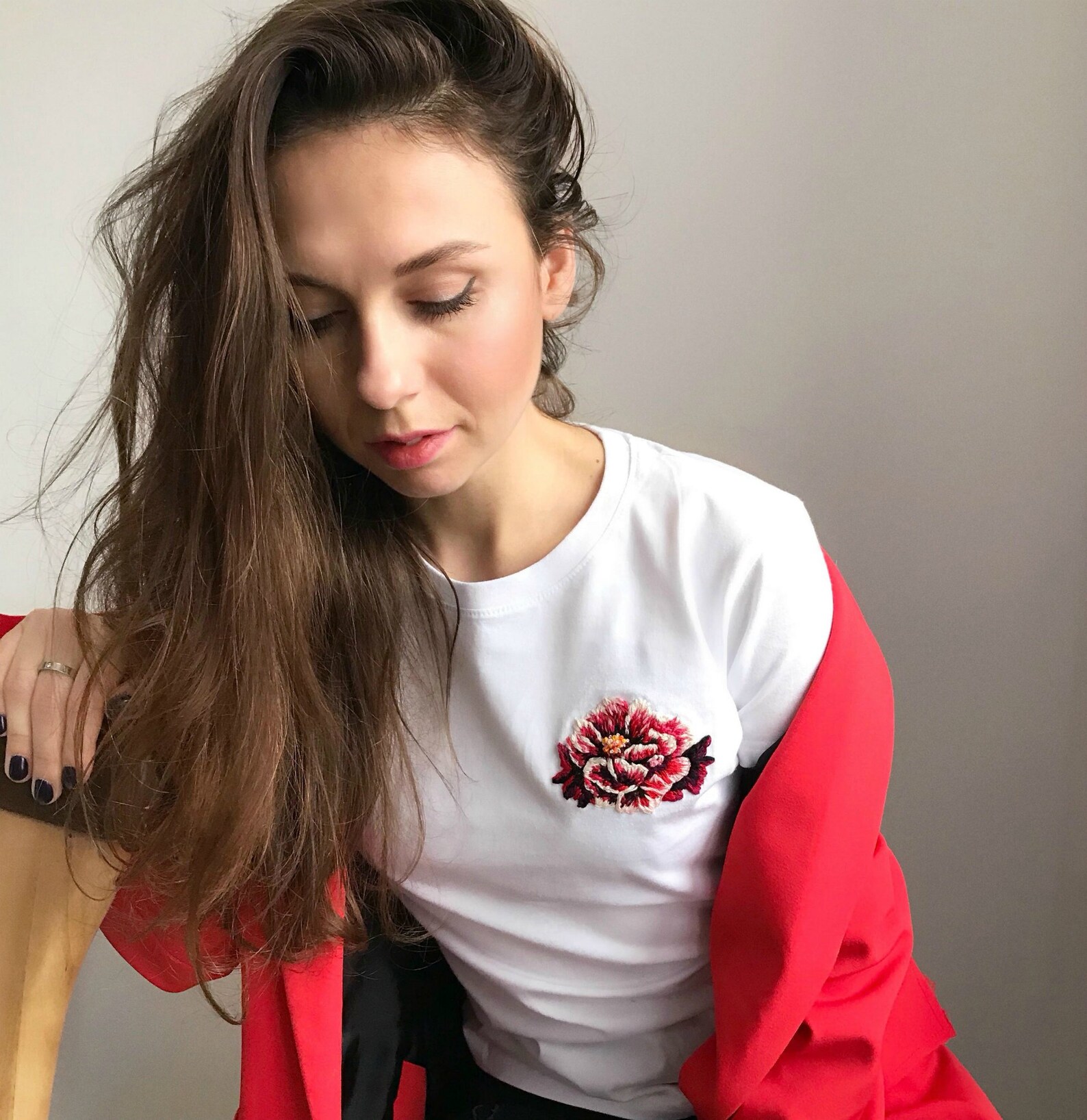 Floral Embroidery Shirt Hand Embroidery Hand Stitched Shirt - Etsy