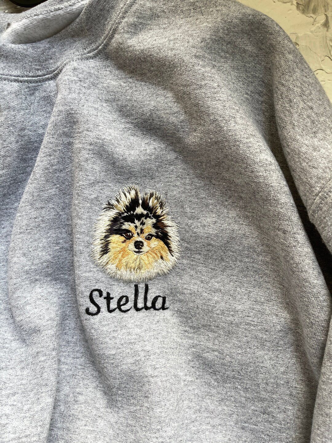 Pomeranian Embroidered Sweatshirt, Pom Dog Portrait Sweater, Pet ...