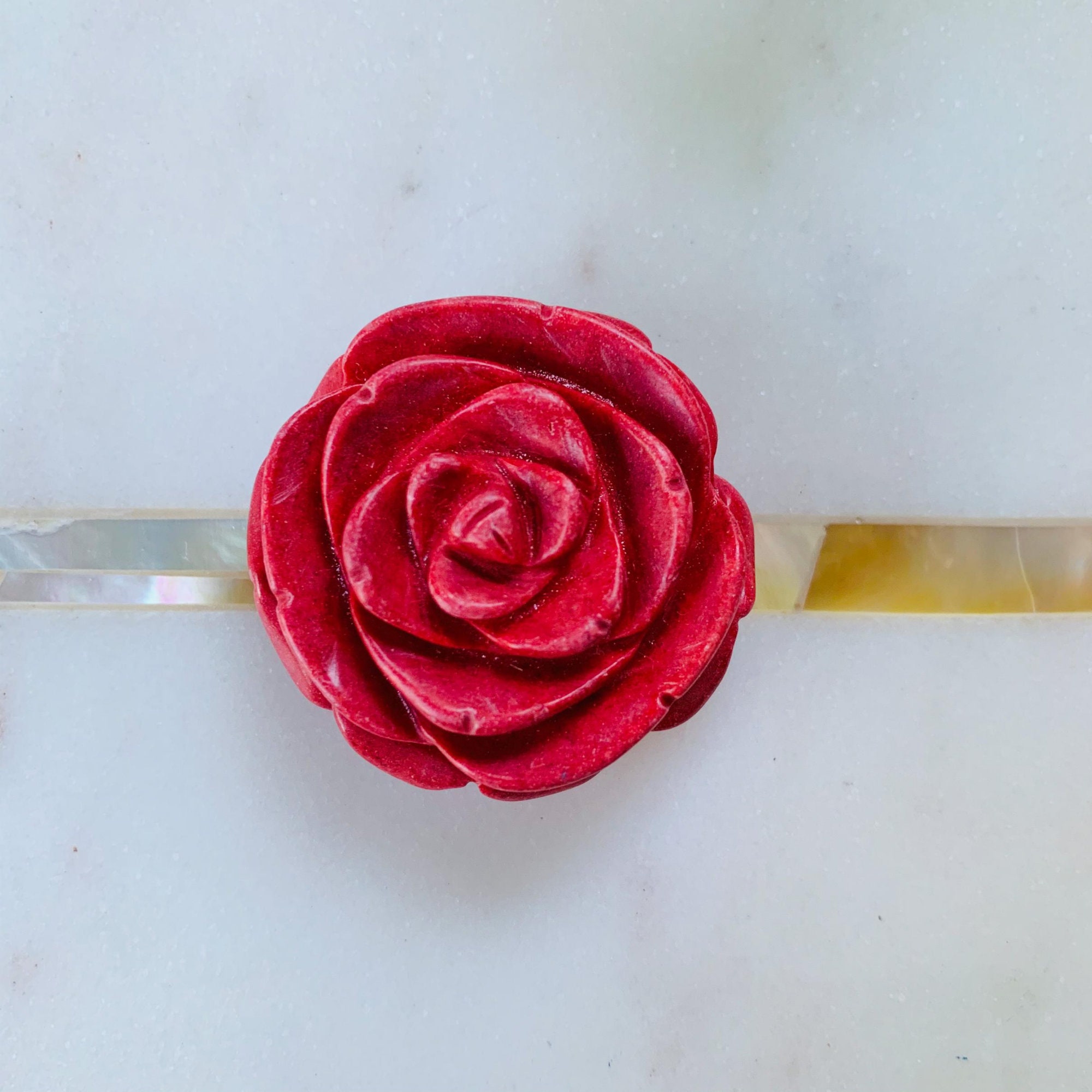 Natural Red Coral Carved Rose Flower Pendant - Etsy
